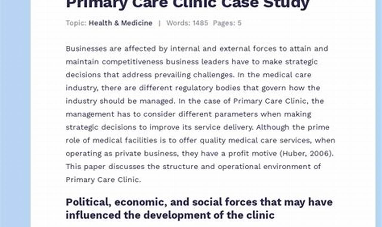 Primary Care Case Studies: Patient Example Insights